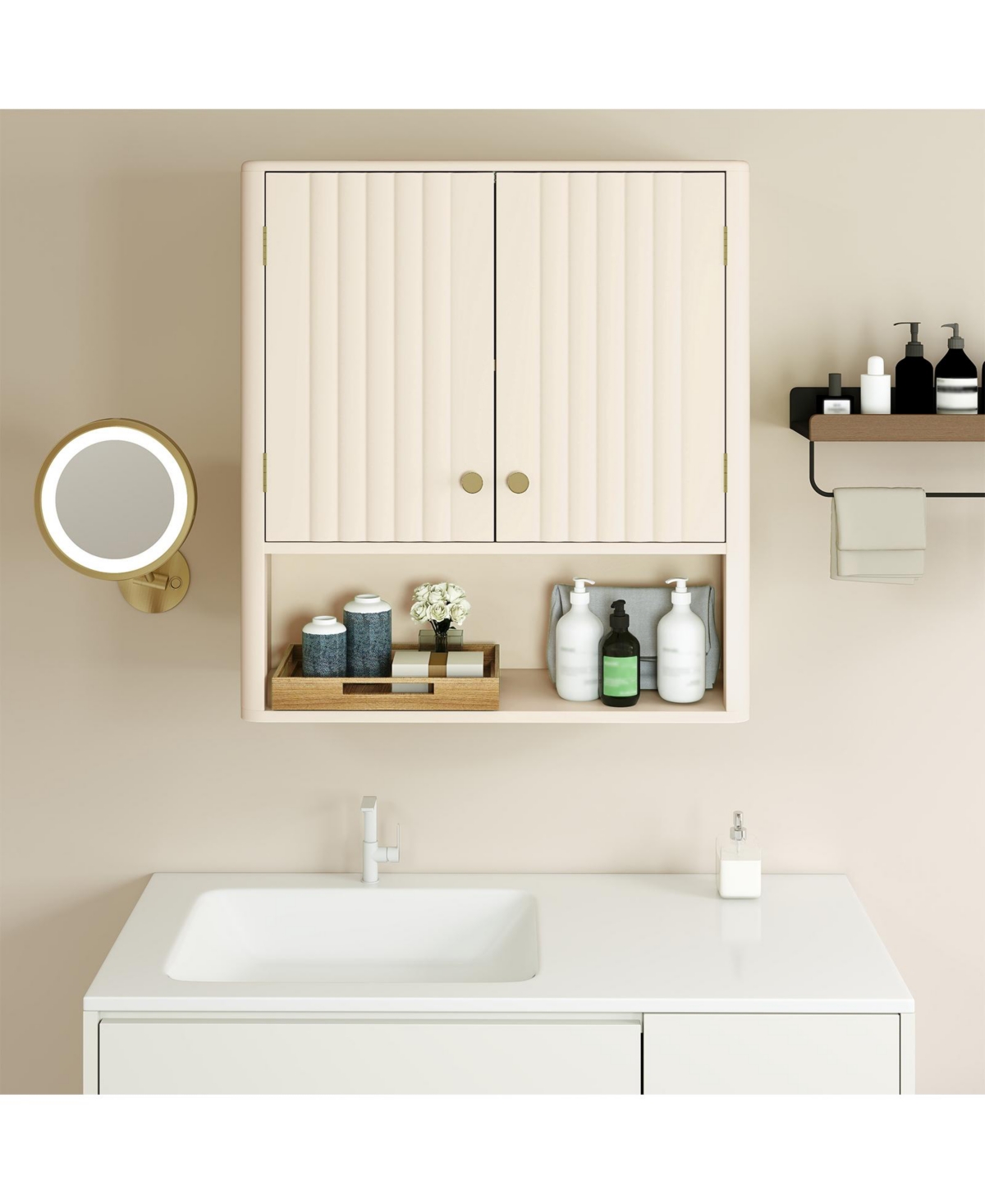 Click here for sumyeg Fluted Bathroom Wall Storage Cabinet with O... prices