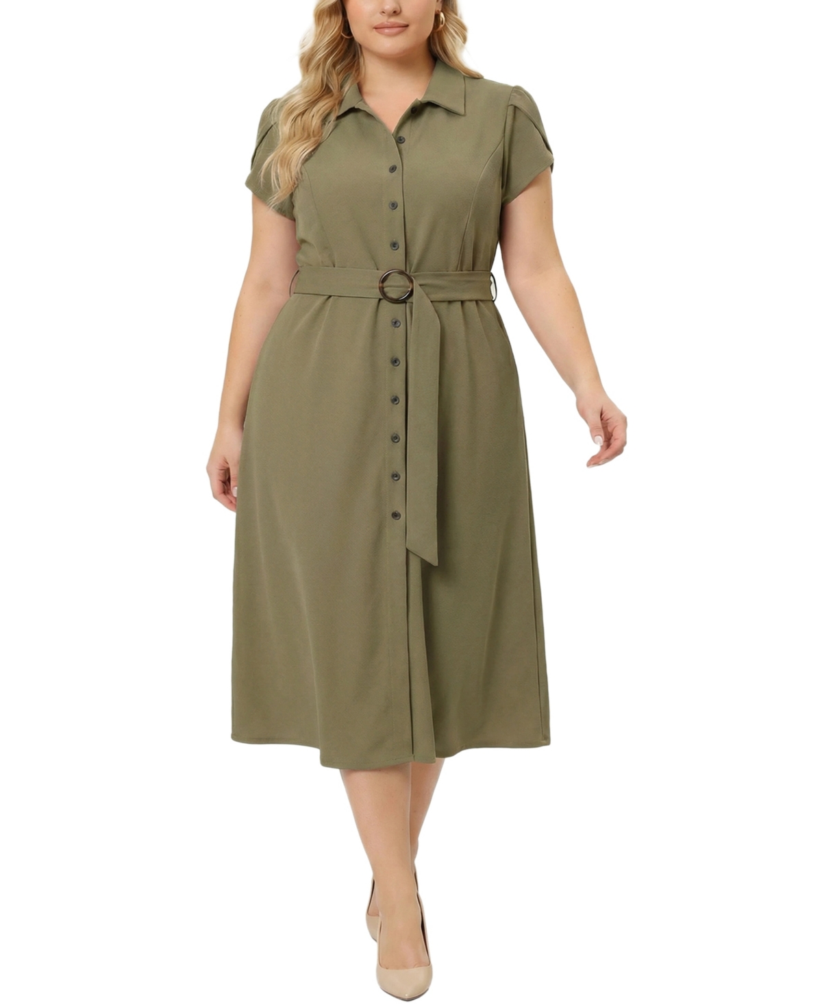 Click here for Ny Collection Plus Size Midi Petal Sleeve Dress -... prices