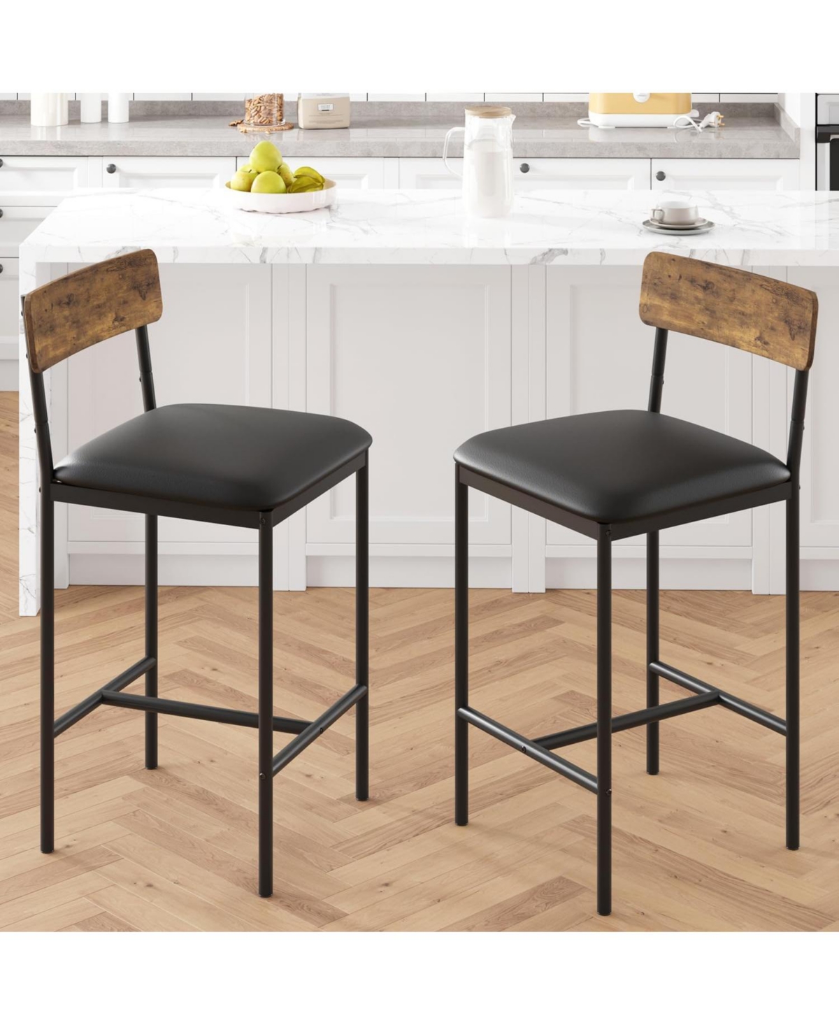 Click here for gaomon Farmhouse Bar Stool Set of 2  Pu Leather Up... prices