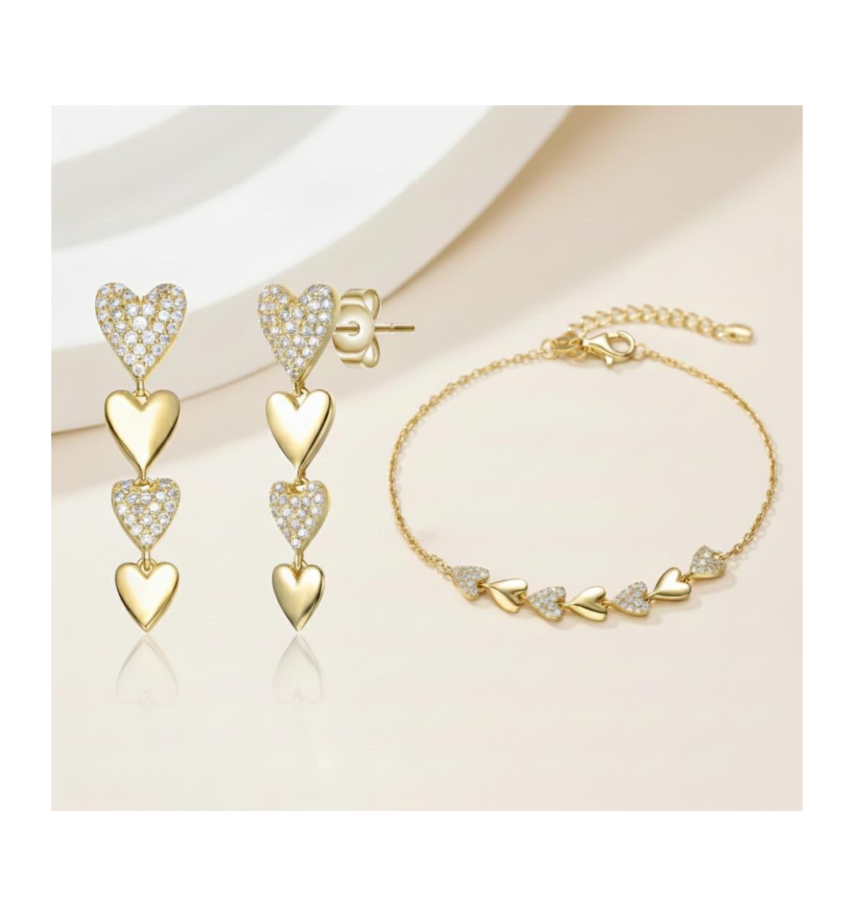 Click here for Genevive Gold-Plated Heart Jewelry Set with Sparkl... prices