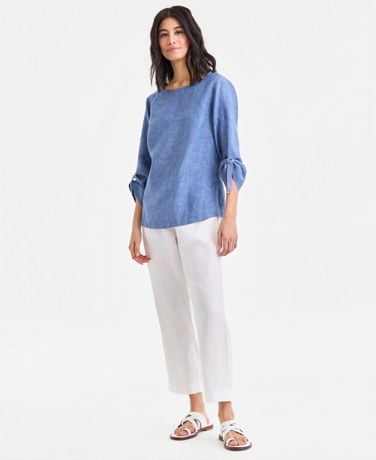 Click here for Charter Club Womens 100 Linen Pleated-Front Tapere... prices