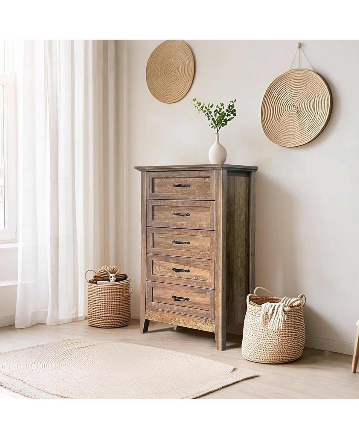 Click here for gaomon 5-Drawer Wood Metal Handles Tall Chest of D... prices