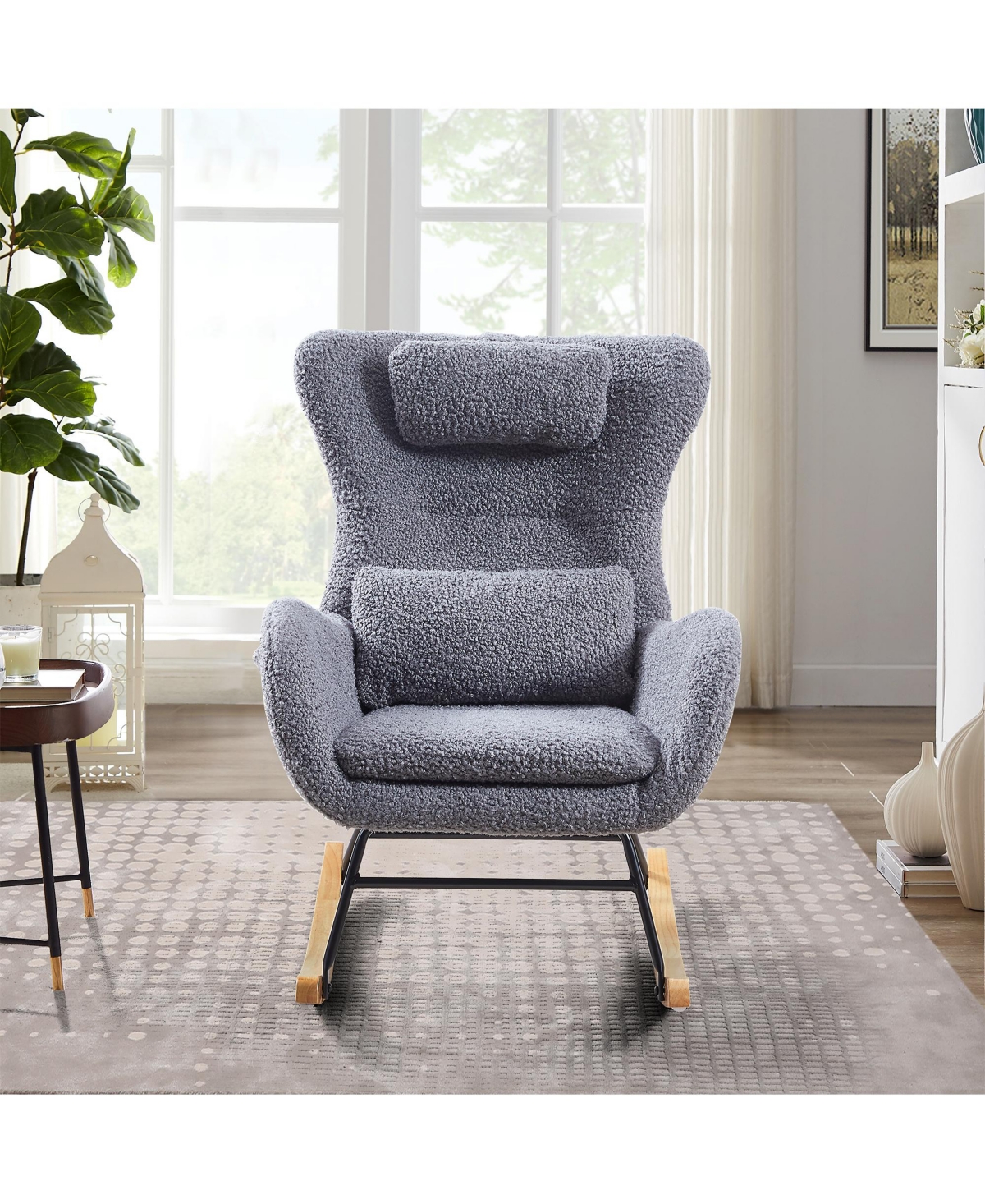 Click here for Flynama Modern Nursery Rocking Chair High Backrest... prices