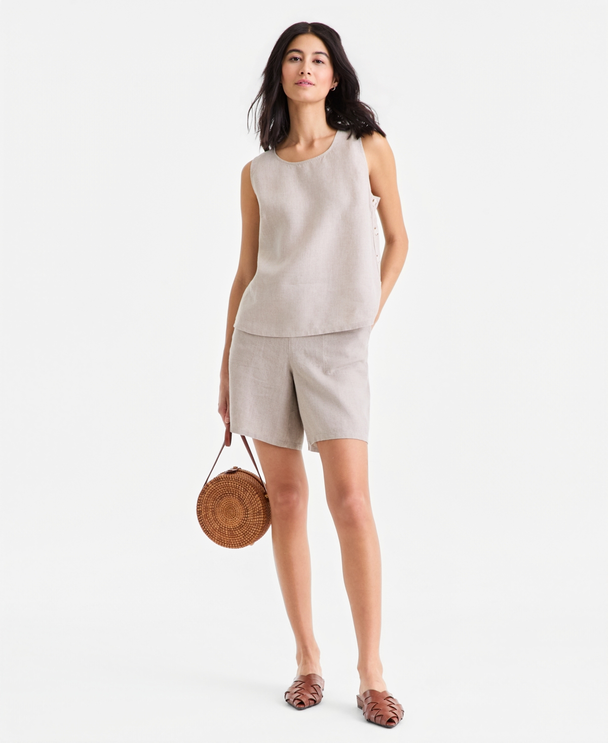 Click here for Charter Club Womens 100 Linen Drawstring Shorts  M... prices