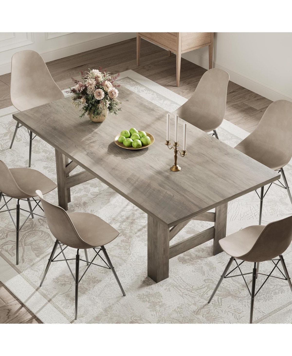 Click here for Gaomon Kitchen Table Gray Long Wooden Dining Table... prices