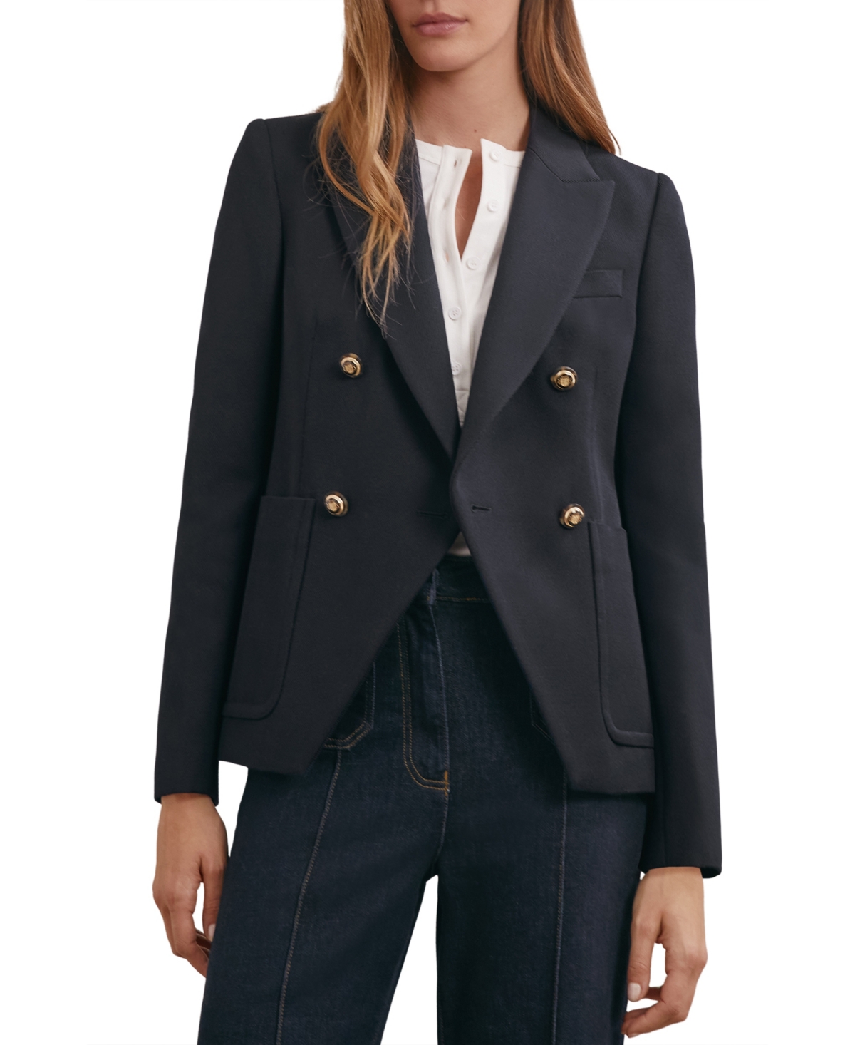 Click here for Reiss Womens Wool-Blend Double-Breasted Blazer - N... prices