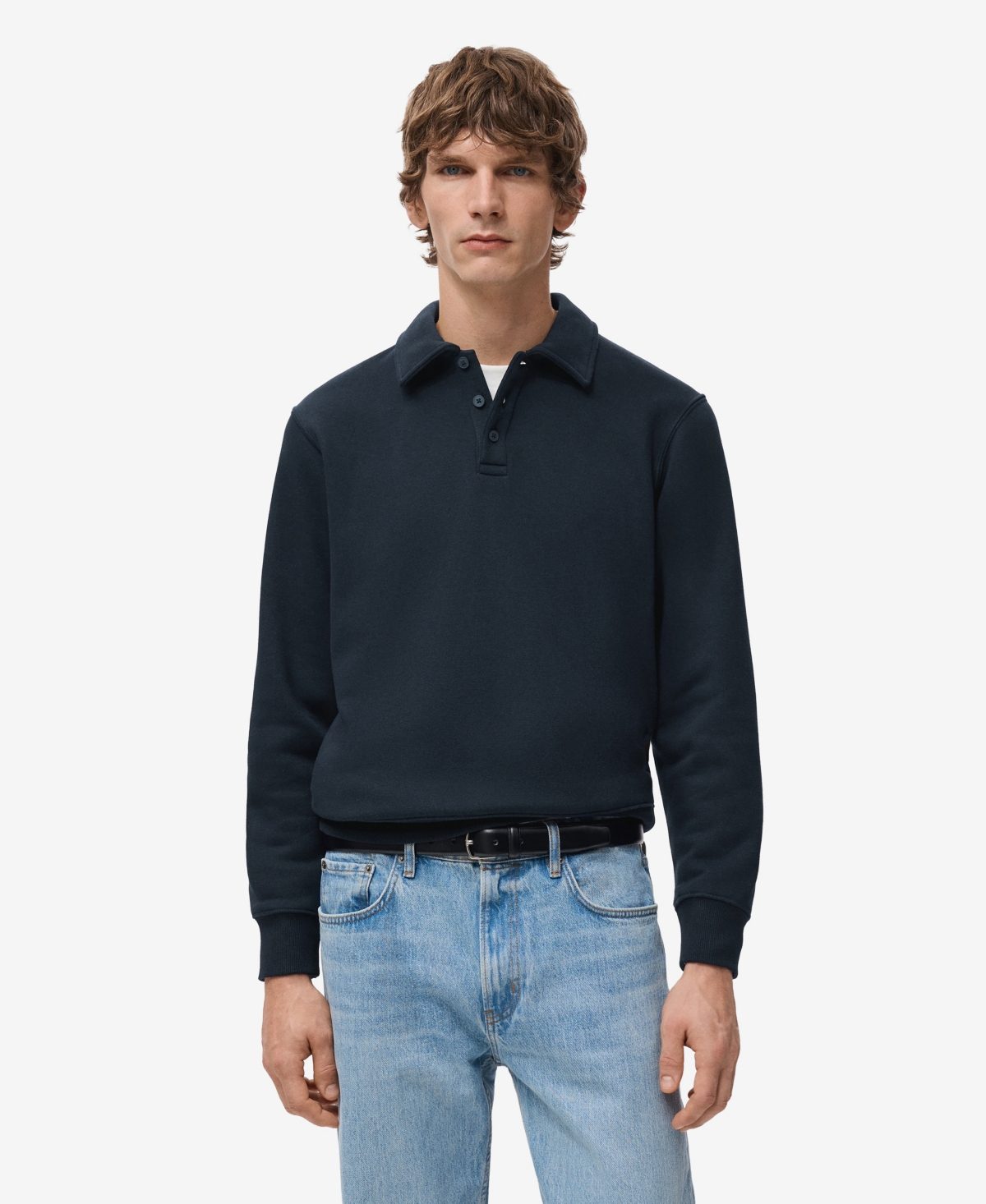 Click here for Mango Mens Regular-Fit Polo Sweatshirt - Navy prices