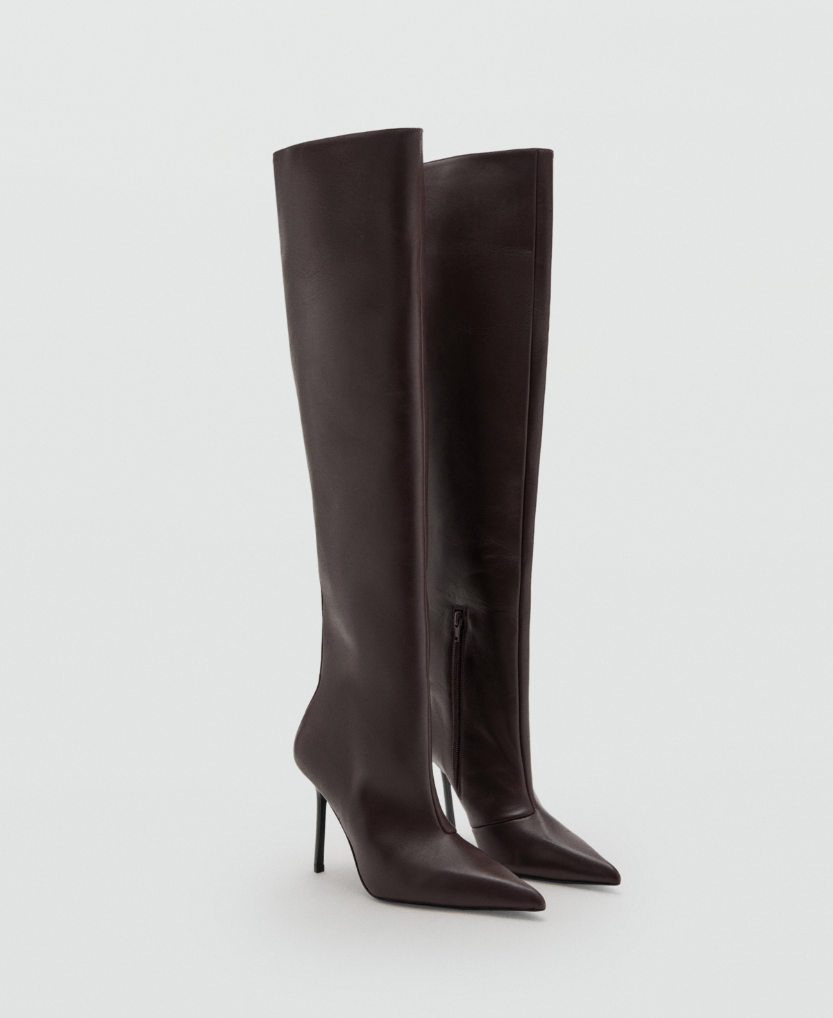 Click here for Mango Womens Tall Leather Boots - Burgundy prices
