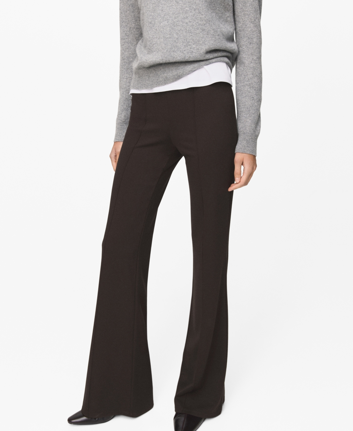 Click here for Mango Womens Seam Detail Leggings - Brown prices