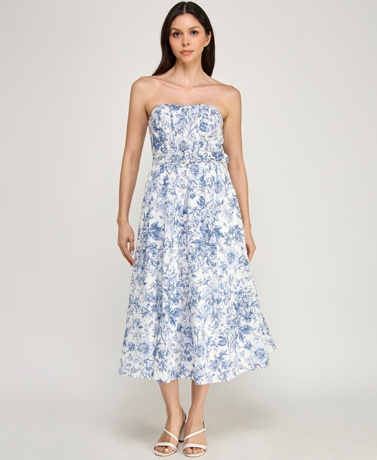 Click here for Row A Womens Strapless Fit & Flare Midi Dress - Iv... prices