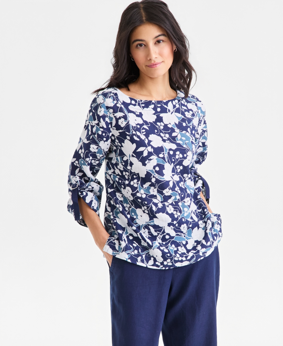 Click here for Charter Club Womens 100 Linen D-Ring Top  Created... prices