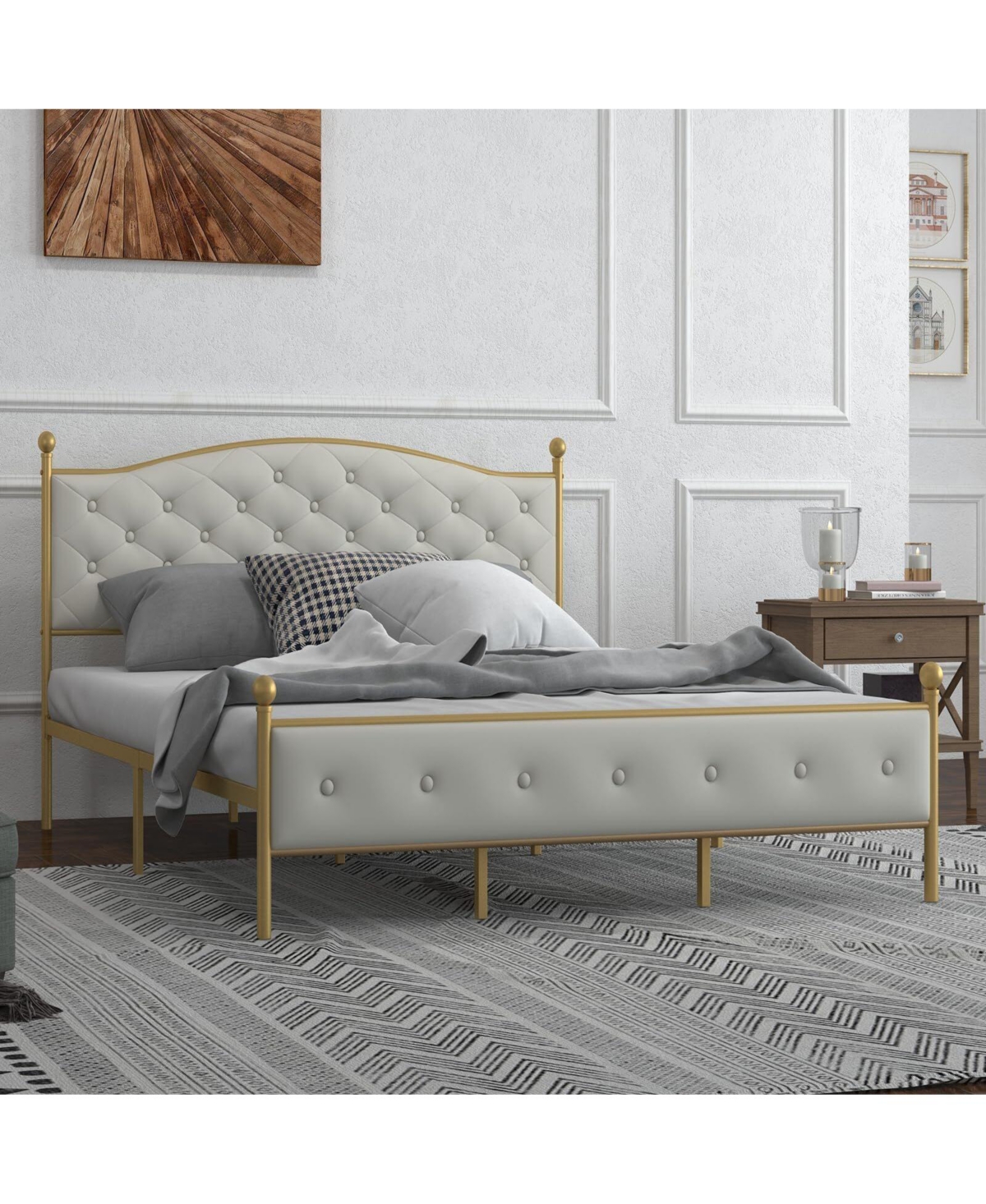 Click here for gaomon Queen Bed Frame  Button Tufted  10.2 Under-... prices