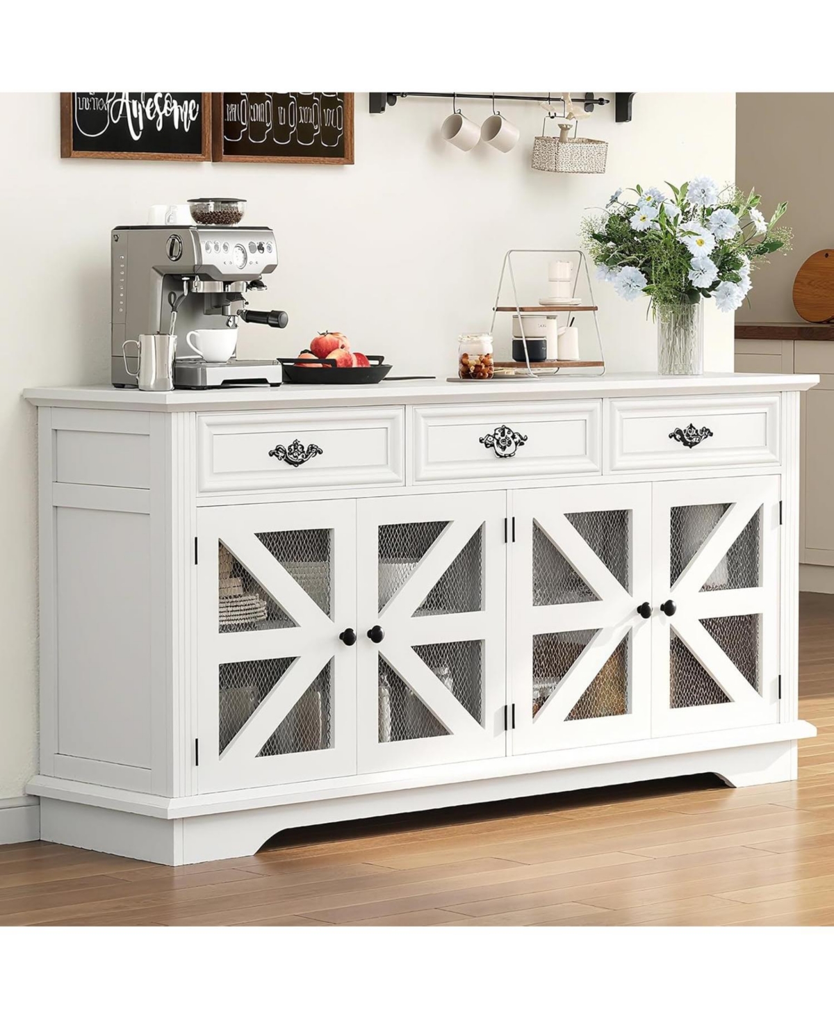 Click here for Gaomon white 63" kitchen buffet cabinet with... prices