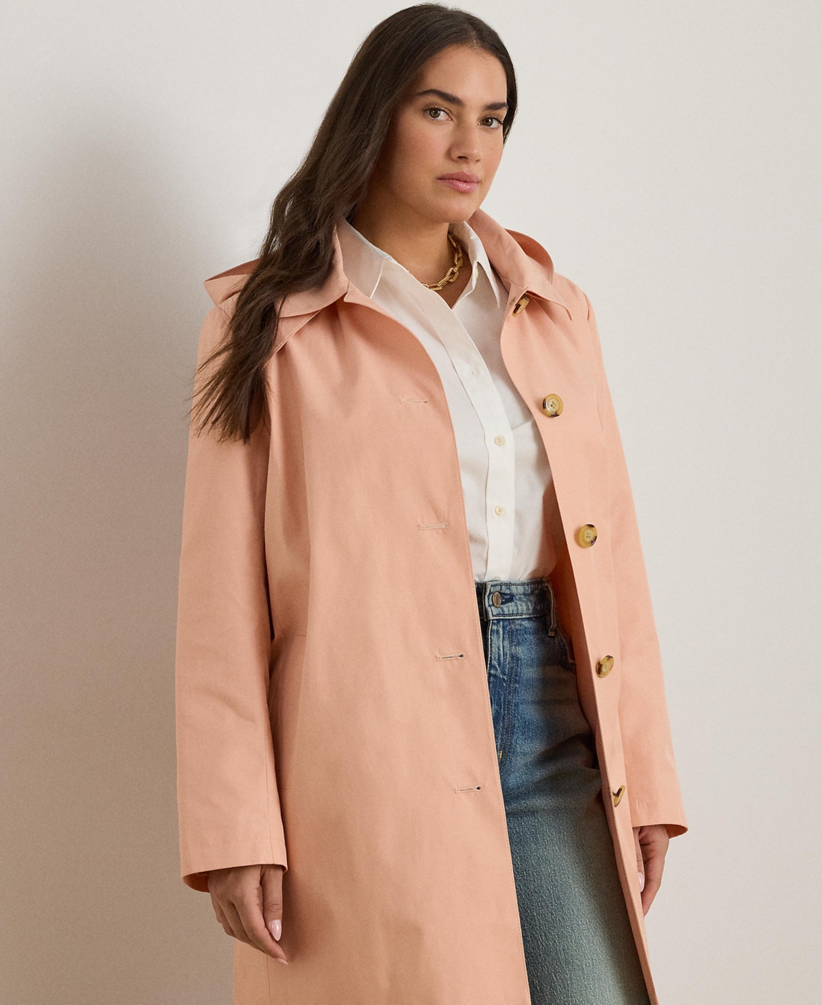 Click here for Lauren Ralph Lauren Plus Size Hooded Raincoat - Pi... prices