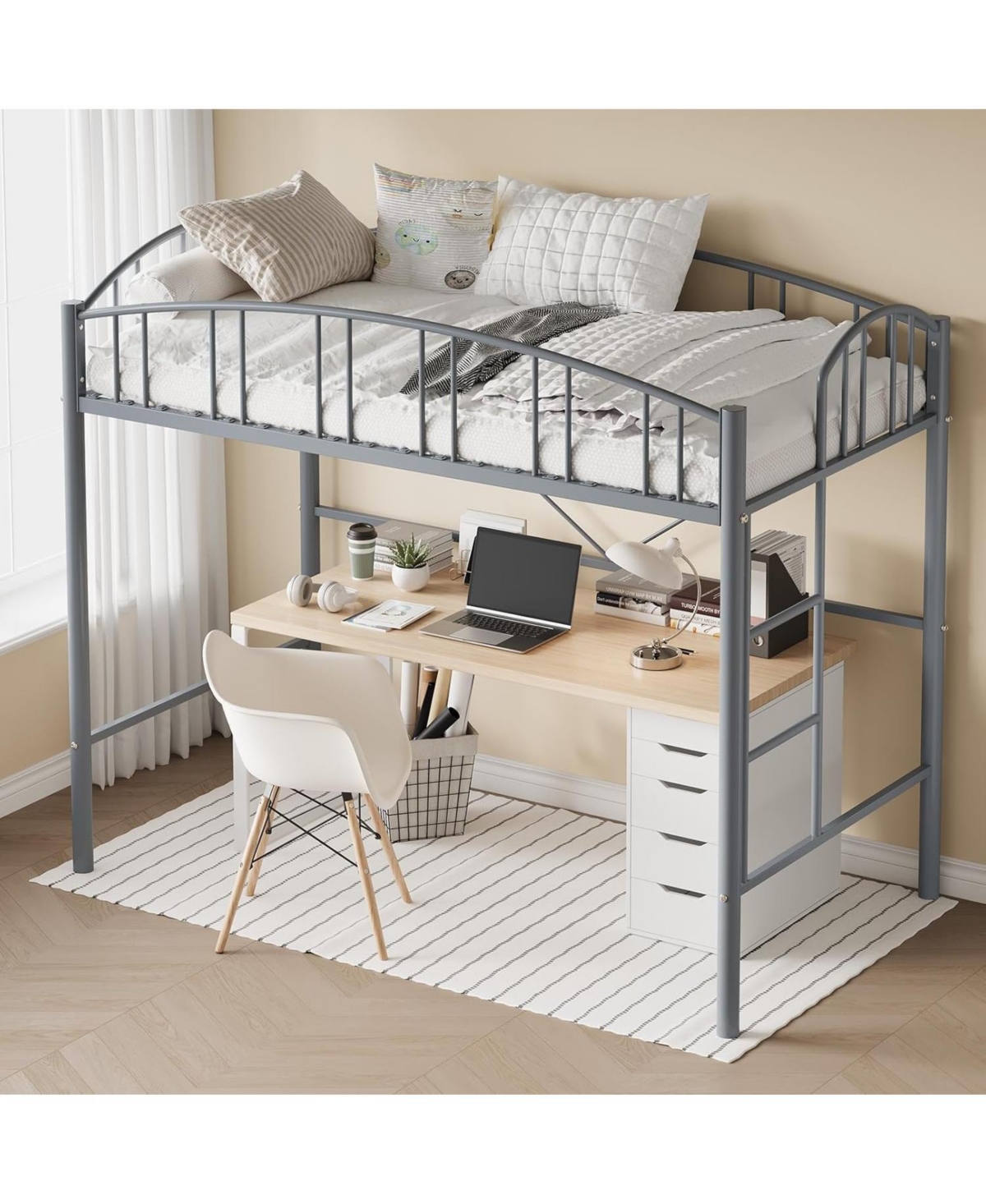 Click here for gaomon Metal Loft Bed  Steel Frame  Arched Guardra... prices