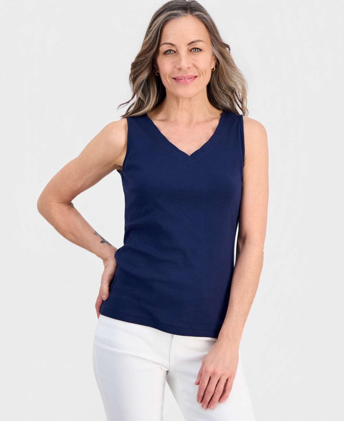 Click here for Style & Co Petite Scalloped V-Neck Tank Top  Macys... prices