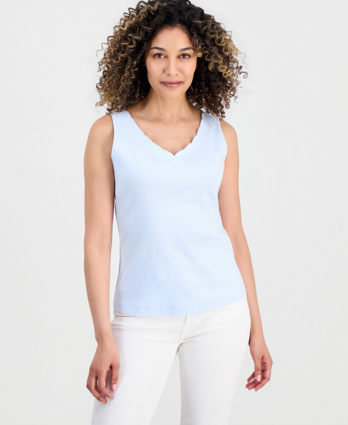 Click here for Style & Co Petite Scalloped V-Neck Tank Top  Macys... prices