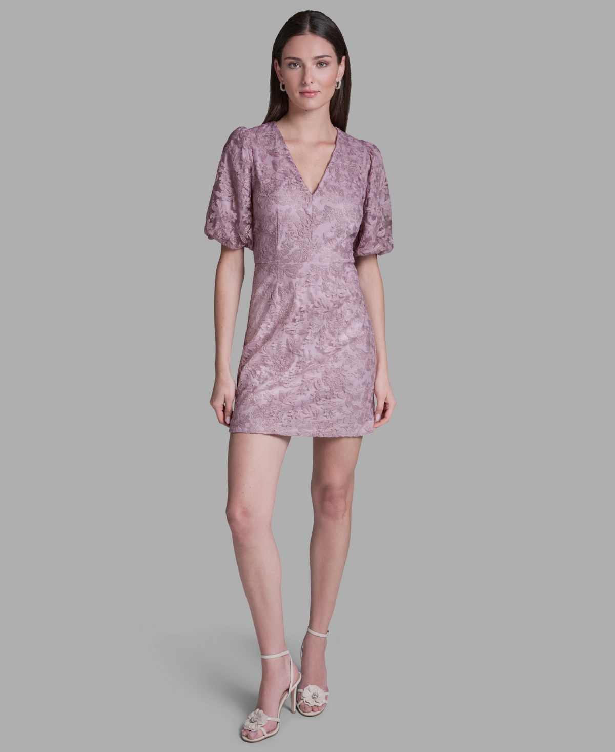 Click here for Bcbg Womens Floral Embroidered Mini Dress - Lilac prices