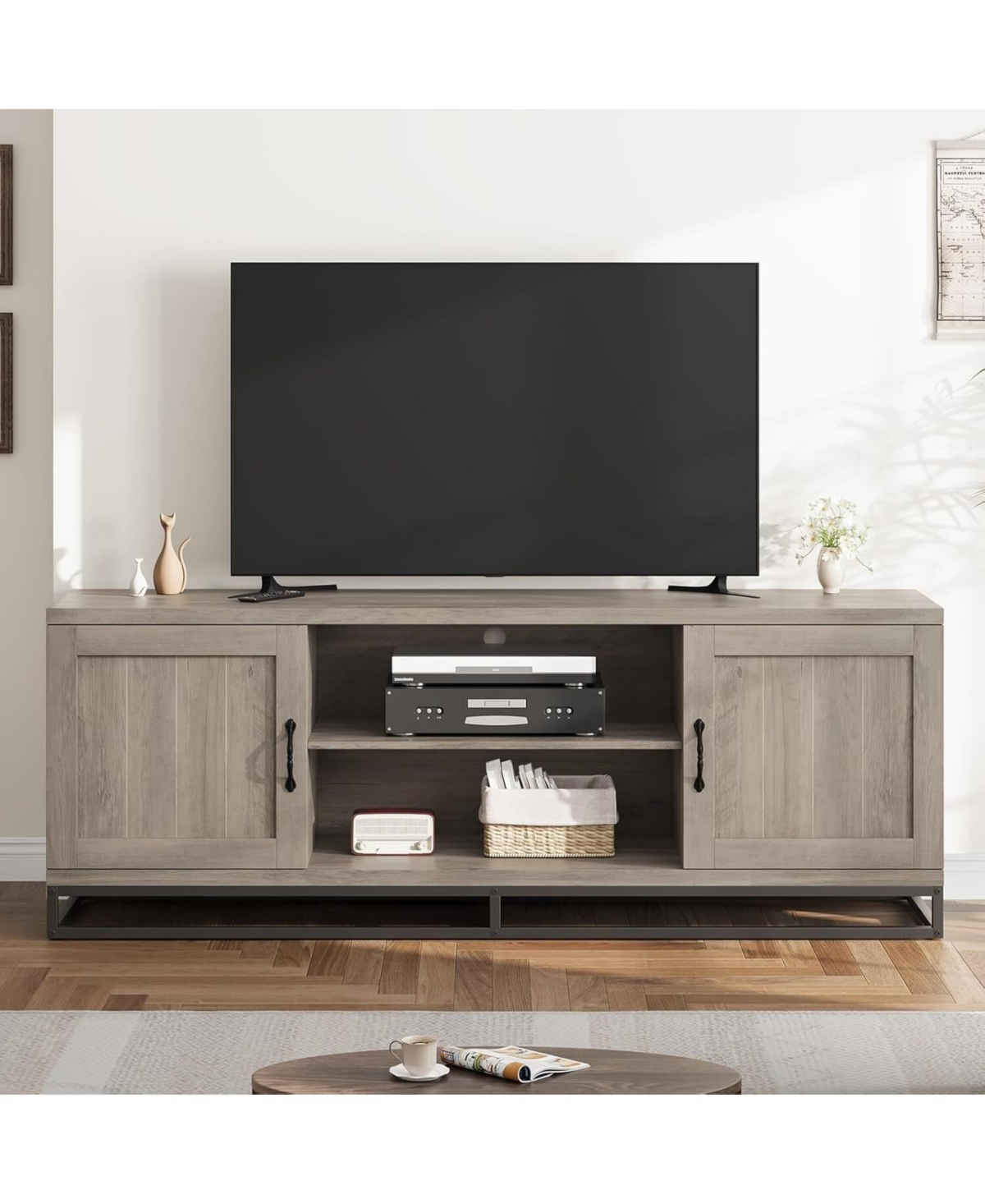 Click here for Gaomon Gray Farmhouse Tv Stand Entertainment Cente... prices