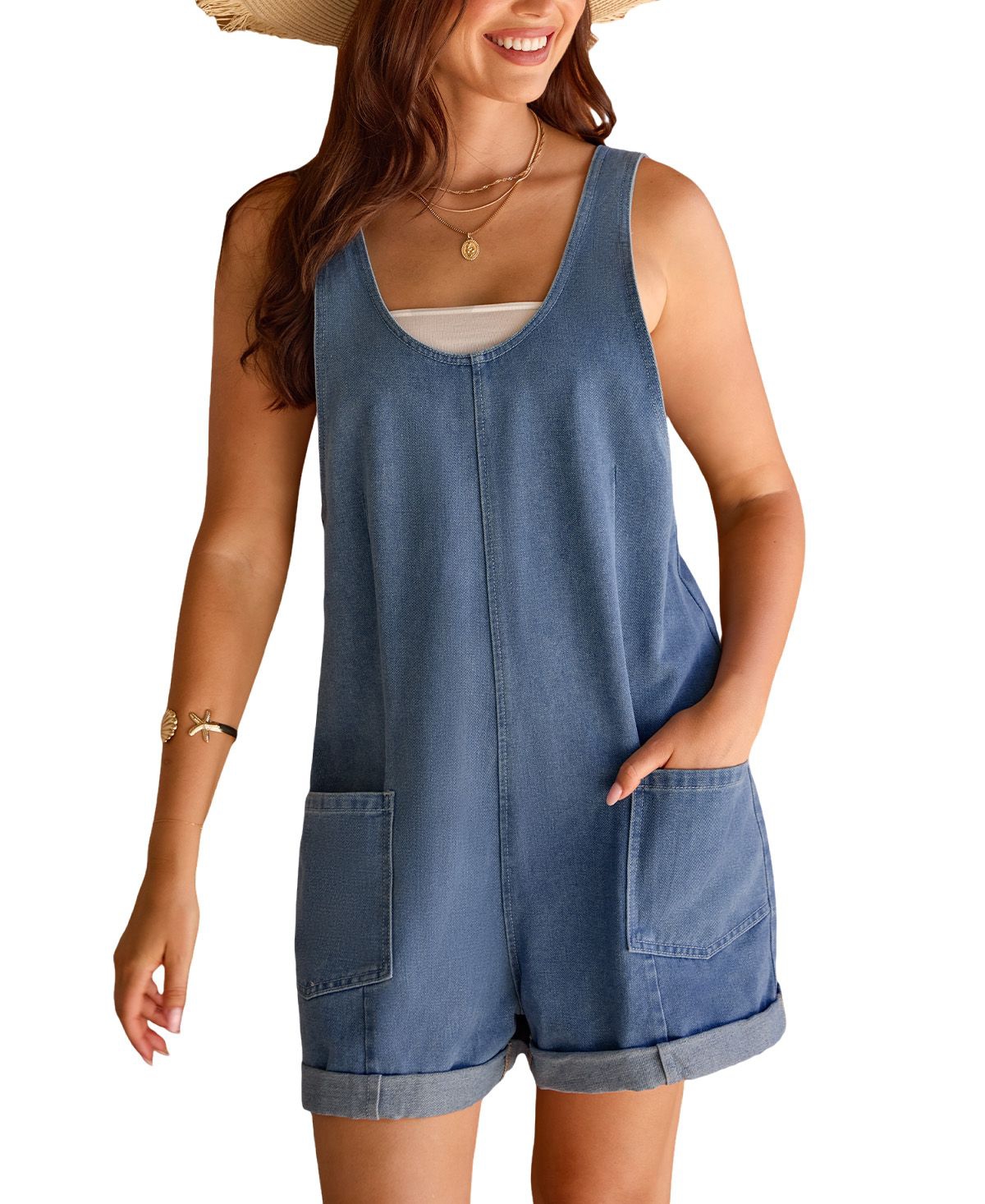 Click here for Cupshe Womens Younger Self Blue Romper - Medium bl... prices