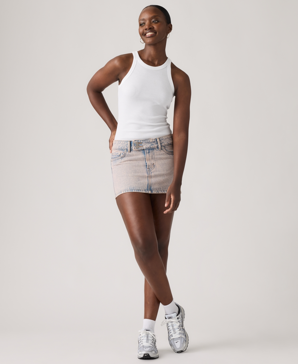 Click here for Levis Womens Slim-Fit Superlow Mini Skirt - Rose W... prices