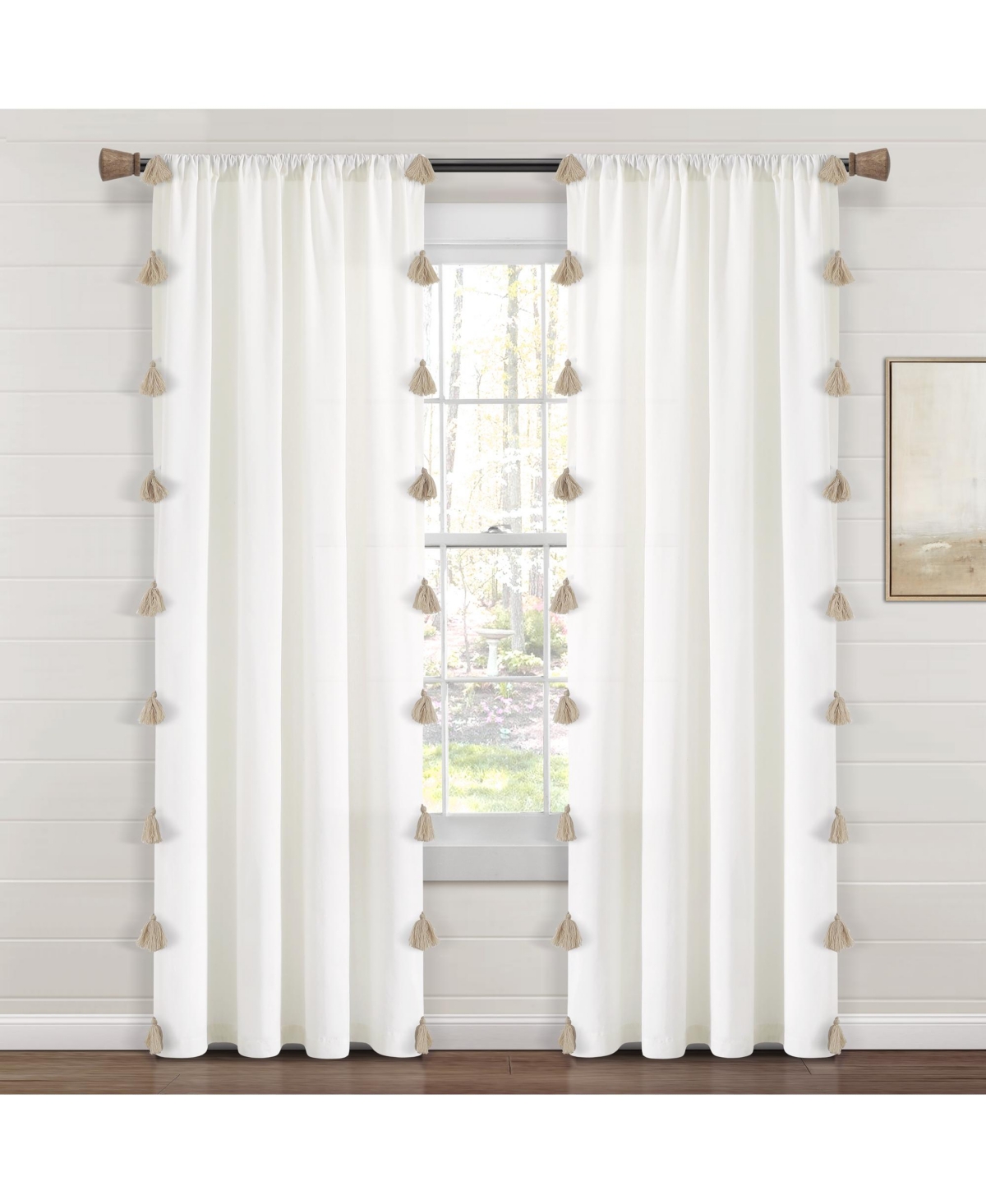 Click here for Lush Decor Boho Faux Linen Texture Tassel Window C... prices