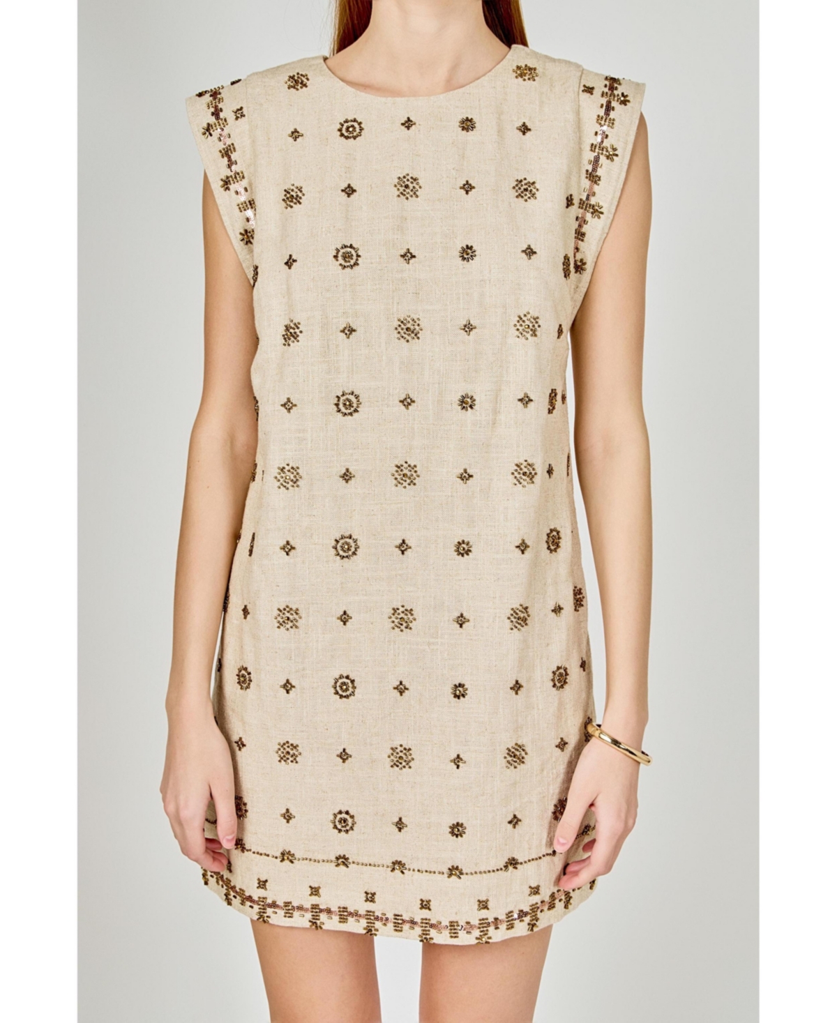 Click here for endless rose Womens Beaded Mini Dress - Natural prices