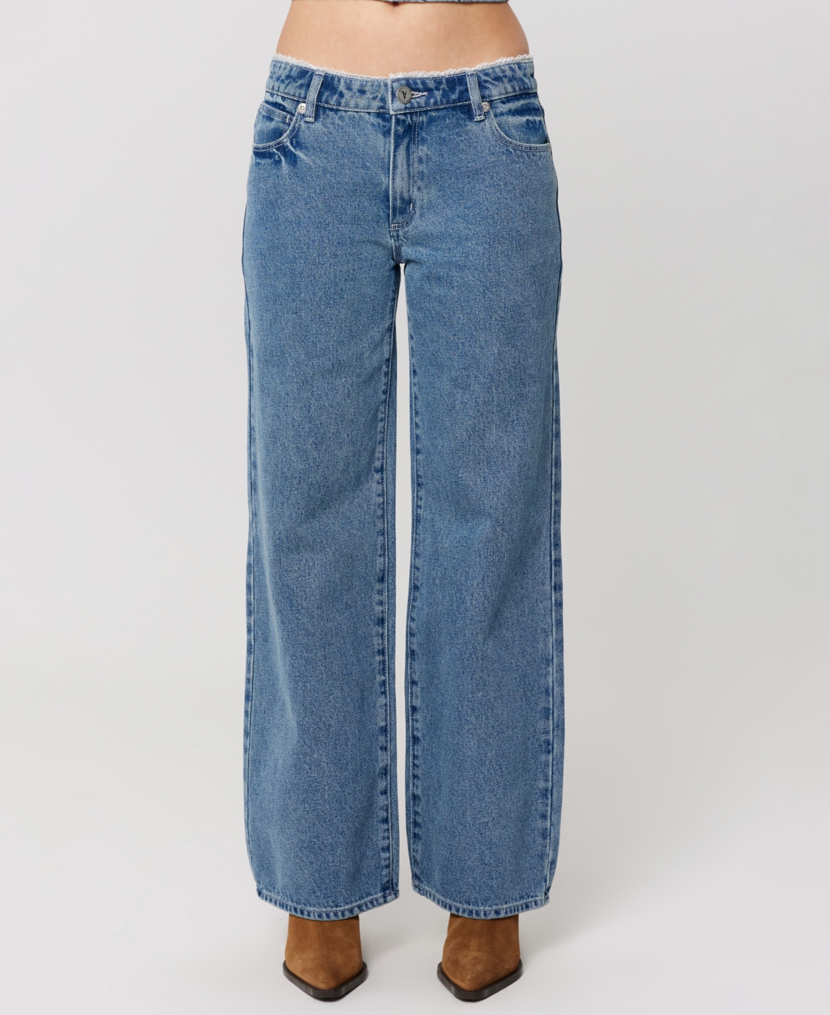 Click here for Abrand Womens Selena Lace Wide-Leg Baggy Jeans - S... prices