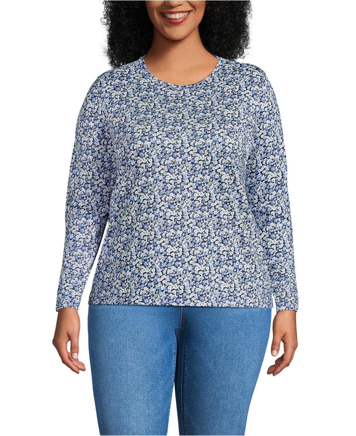 Click here for Lands End Plus Size Relaxed Supima Cotton Long Sle... prices