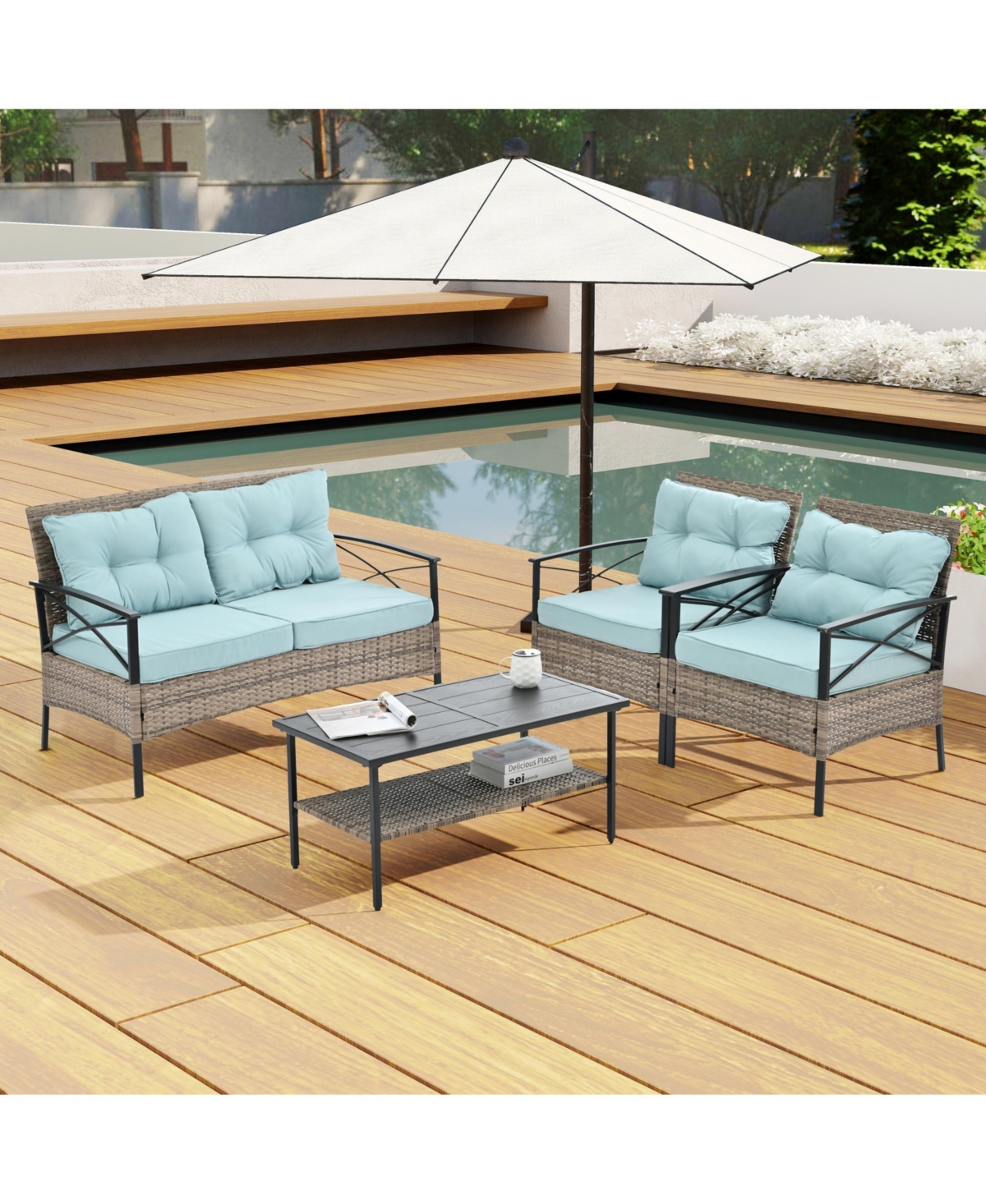 Click here for Flynama 4 Piece Pe Wicker Patio Furniture Set 2 Si... prices