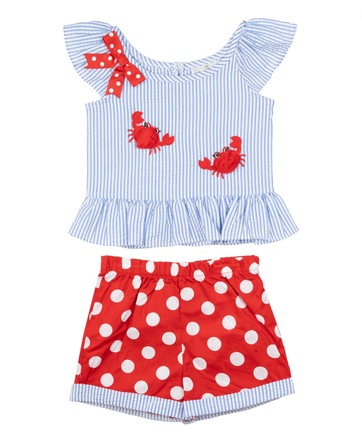 Click here for Rare Editions Girls 2T-6X Crab Applique Top and Po... prices