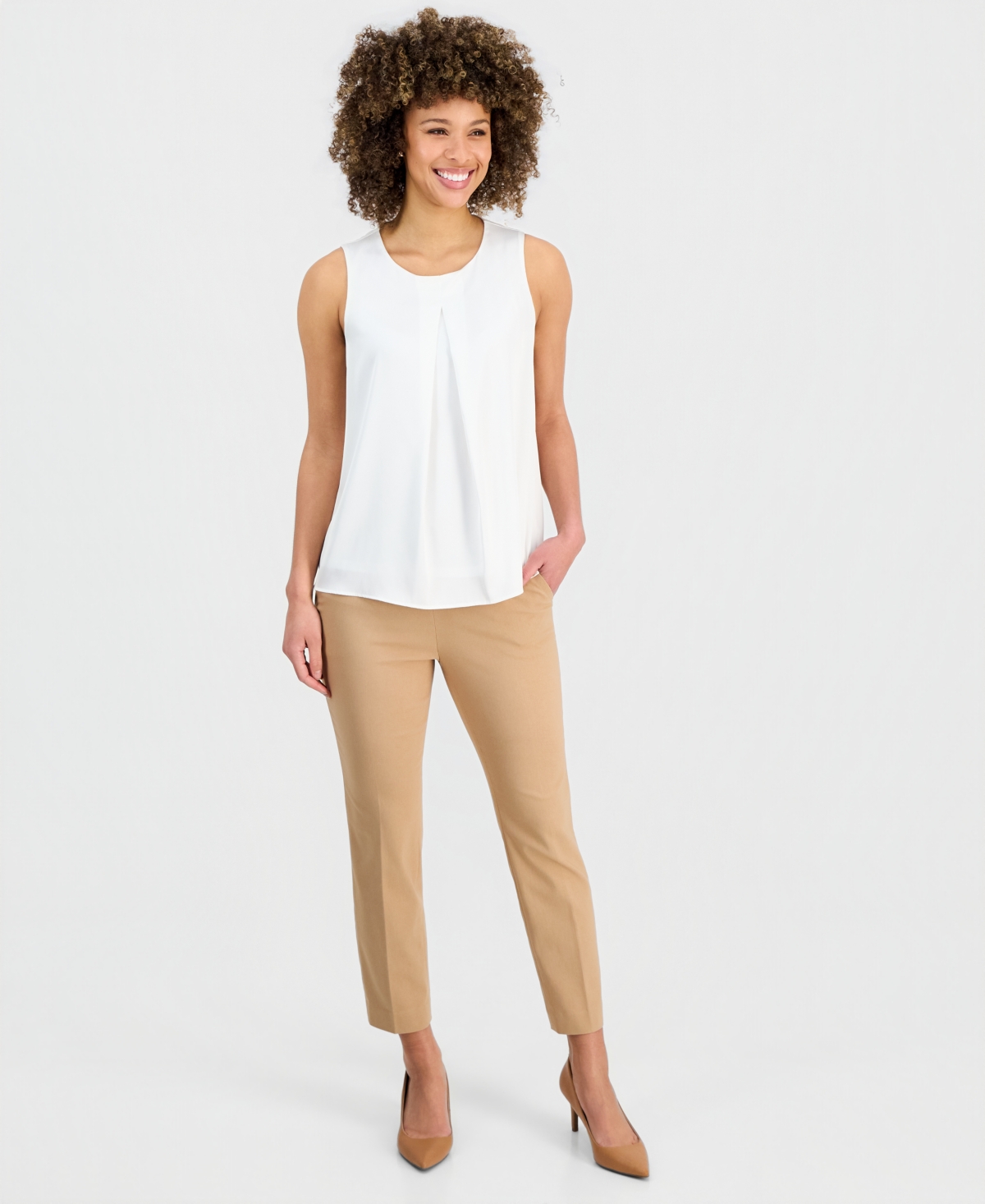Click here for Kasper Womens Stretch Twill Cropped Pull-On Pants... prices