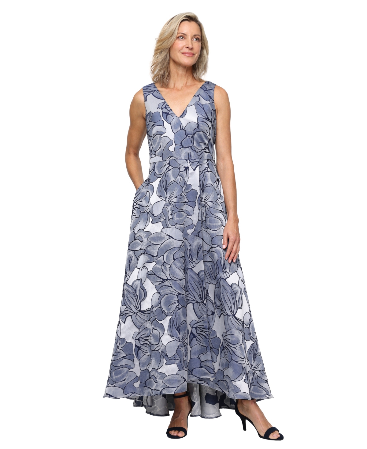 Click here for Sl Fashions Womens Sleeveless V-Neck Dress - Navy... prices