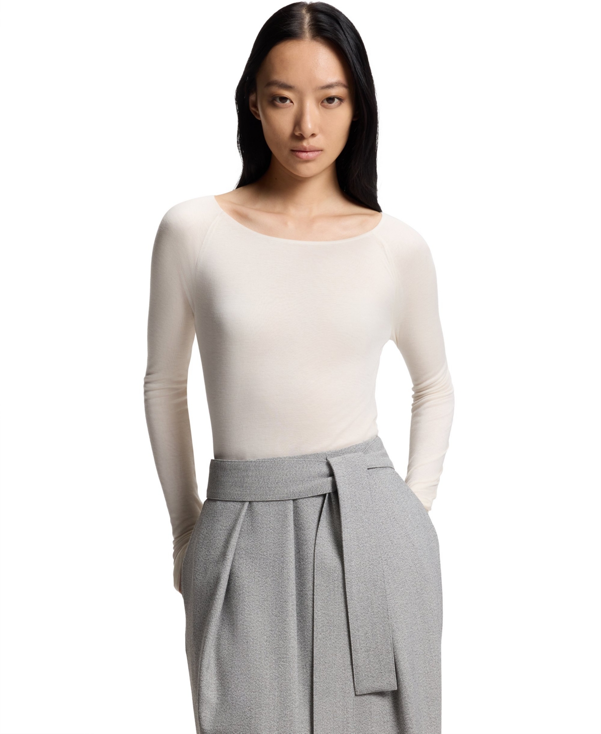 Click here for Boss by Hugo Boss Womens Sheer Jersey Double-Layer... prices