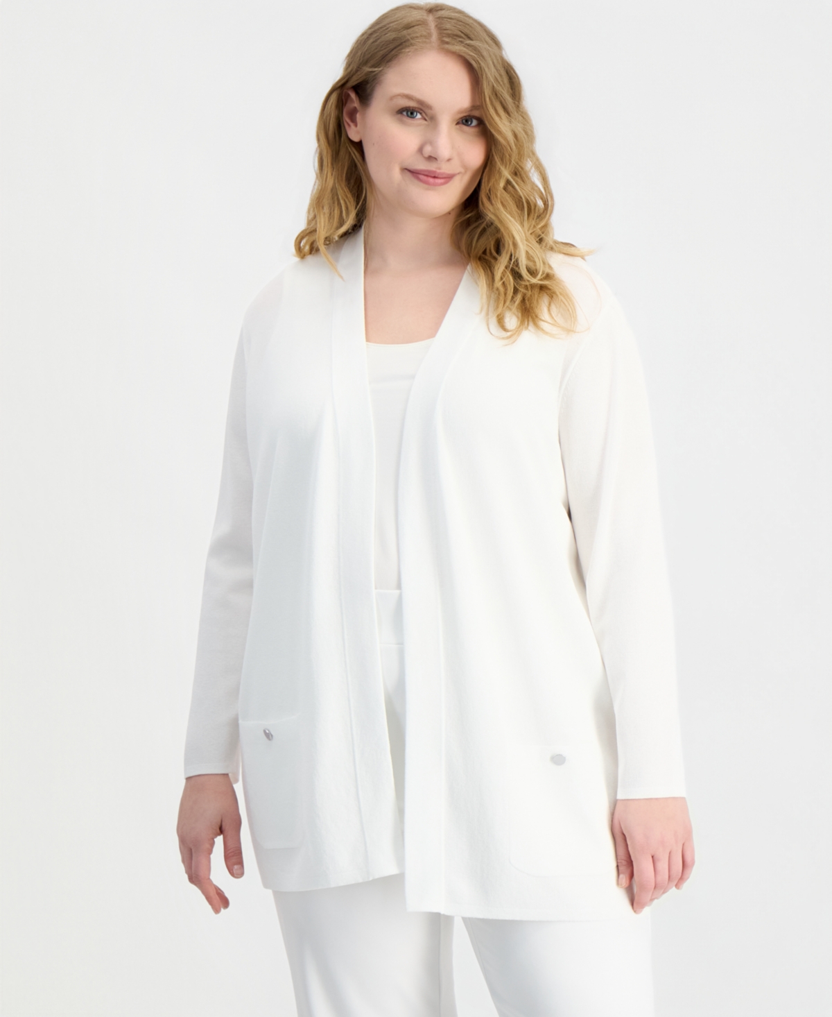 Click here for Anne Klein Plus Size Malibu Open-Front Cardigan -... prices