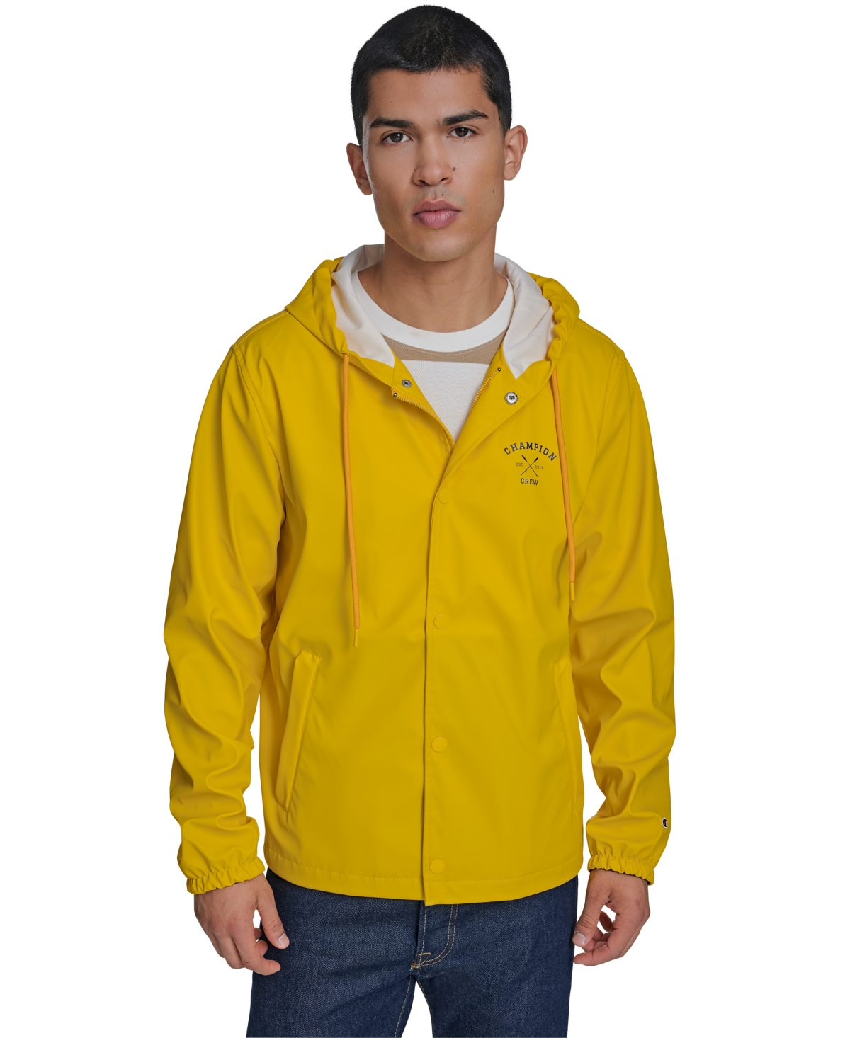 Click here for Champion Mens Rubberized Hooded Rain Jacket - Yell... prices