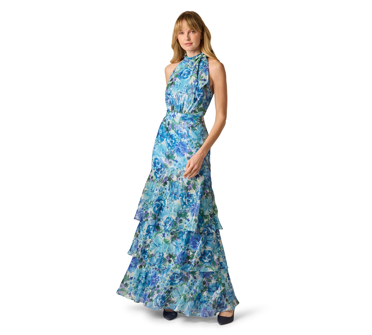 Click here for Adrianna Papell Petite Chiffon Ball Gown - Blue Mu... prices