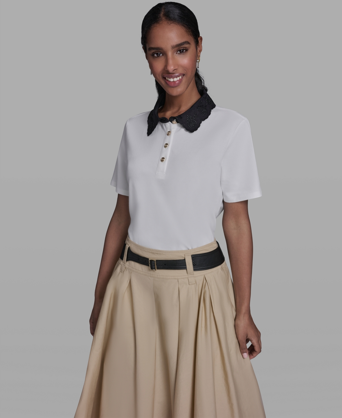 Click here for Karl Lagerfeld Paris Womens Collared Short-Sleeve... prices