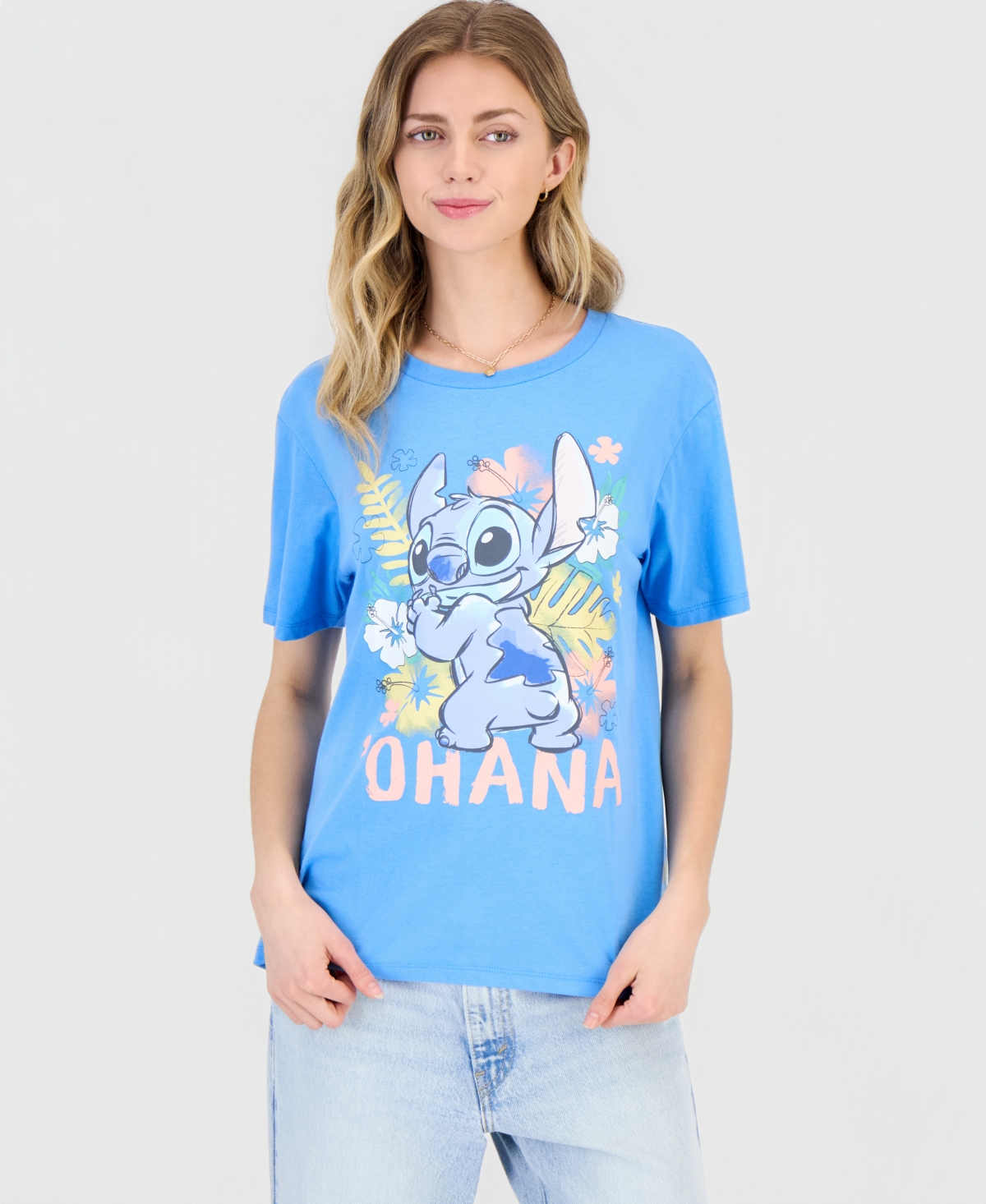 Click here for Love Tribe Juniors Stitch Ohana Graphic Crewneck T... prices