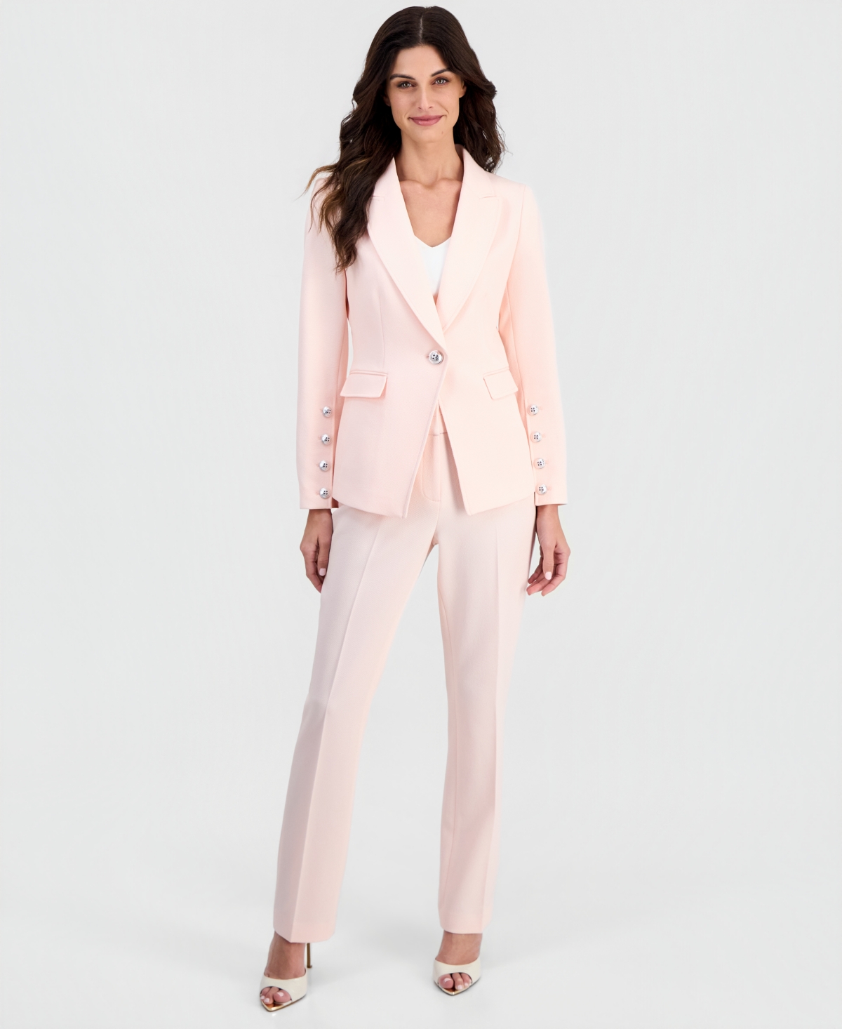 Click here for Tahari Asl Petite One-Button Padded Blazer - Tea R... prices