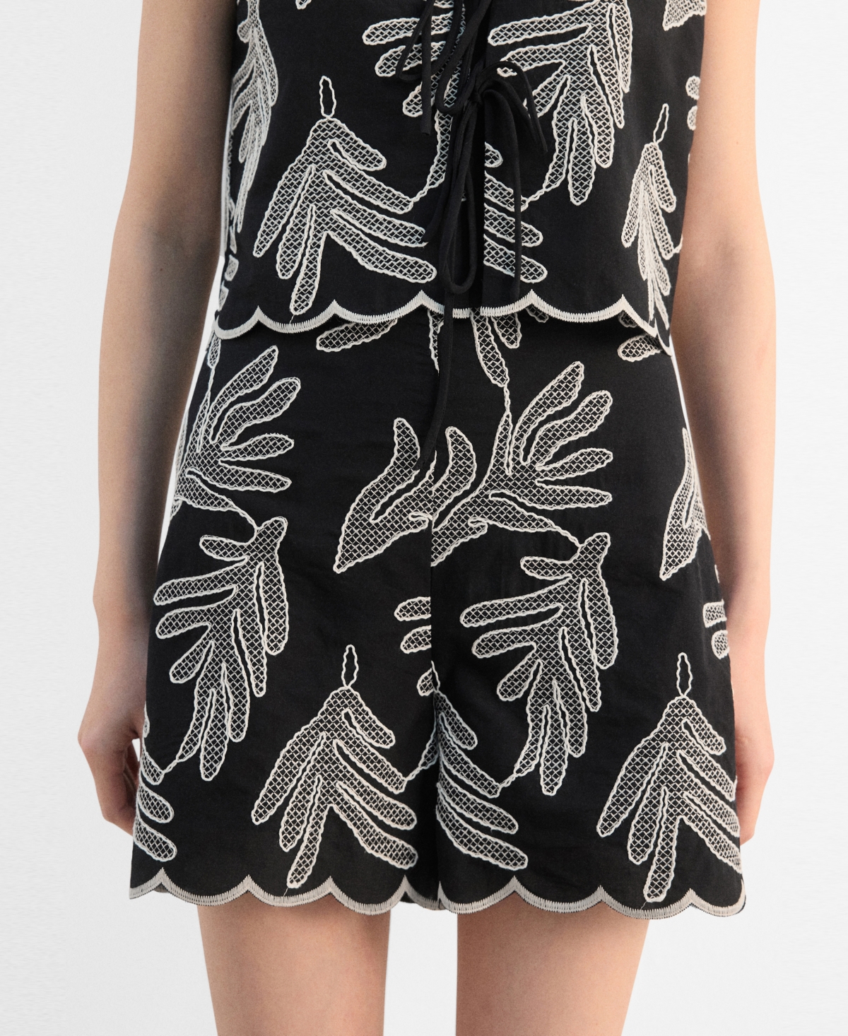 Click here for Mango Womens Embroidered Cotton Shorts - Black prices