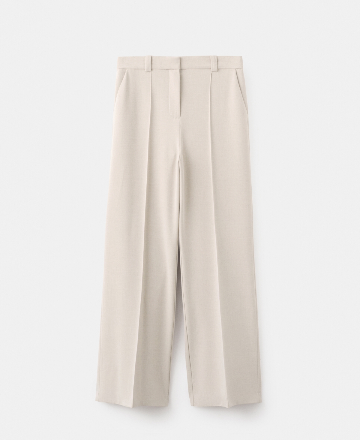 Click here for Mango Womens Straight Mid-Rise Pants - Ivory White prices