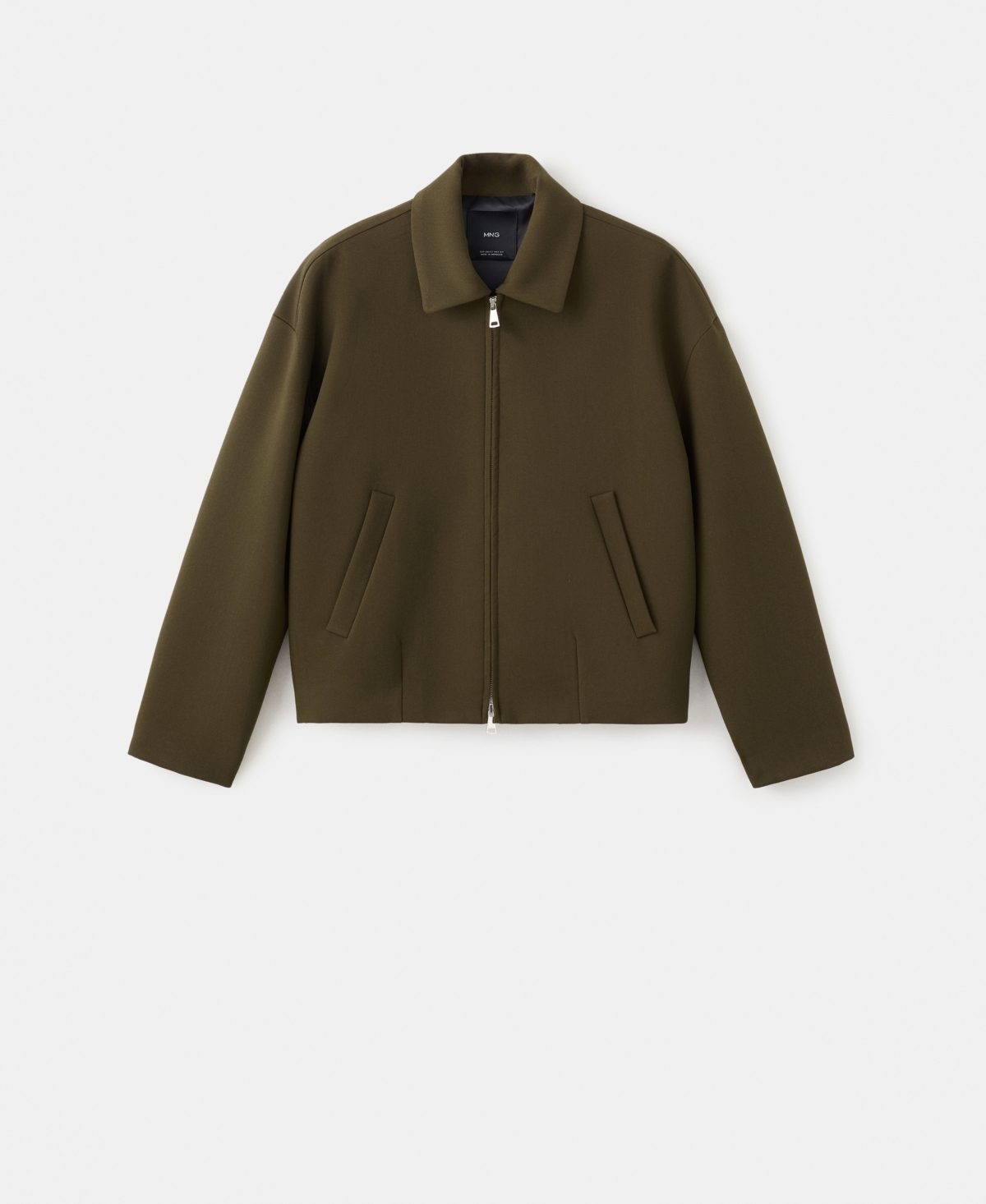 Click here for Mango Womens Shirt Collar Bomber Jacket - Khaki prices