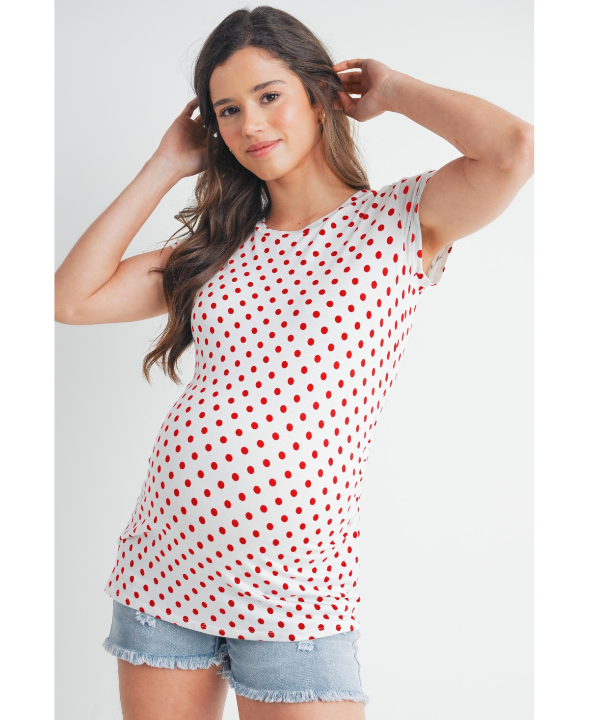 Click here for Hello Miz Maternity Short Sleeve Crewneck Polka Do... prices