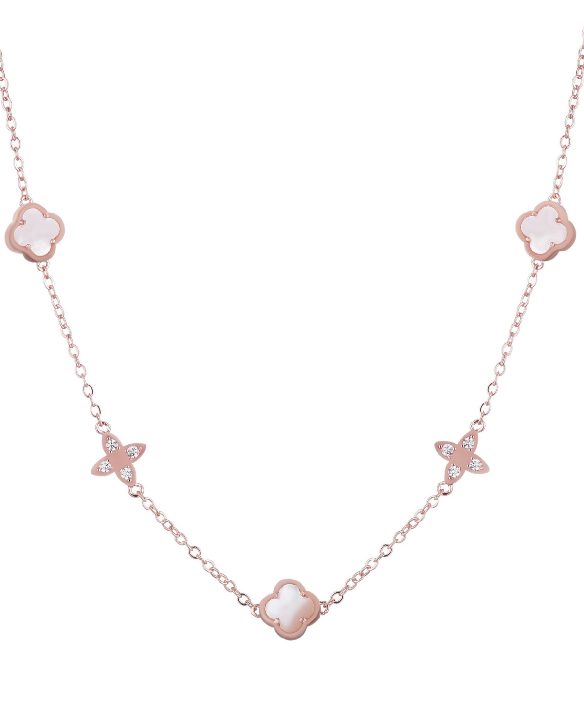 Click here for Adornia Rose Gold Mother of Pearl Cz Clover Statio... prices