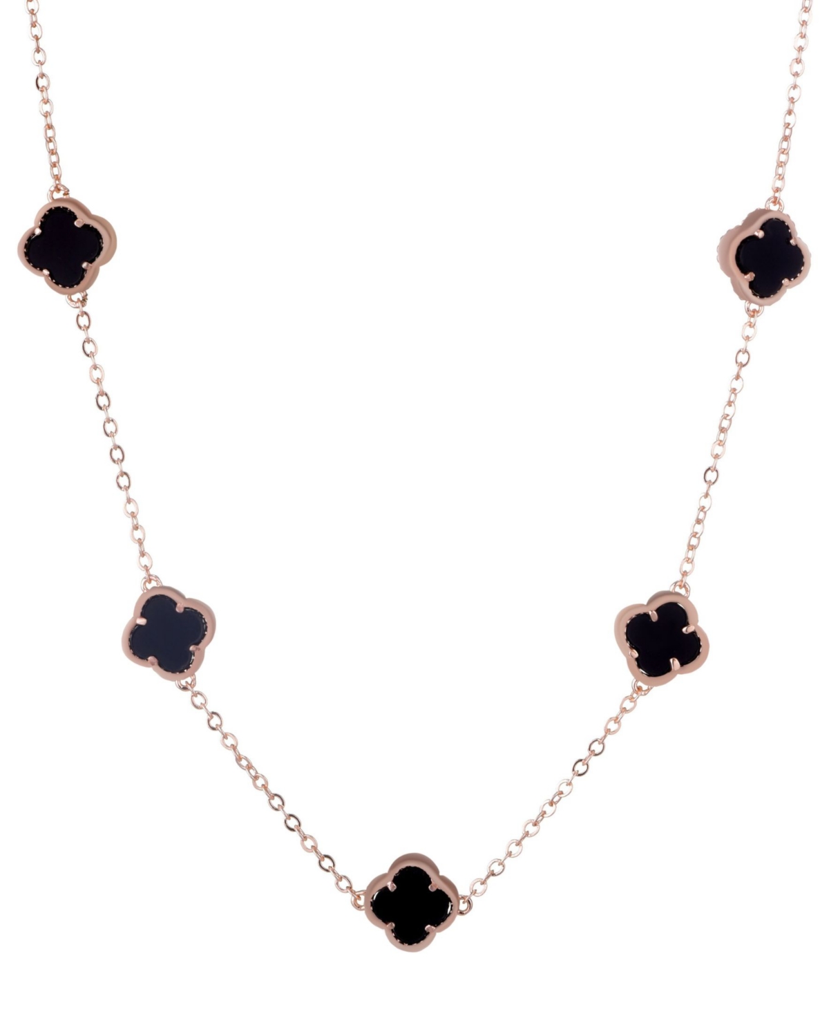 Click here for Adornia Rose Gold Black Flower Station Necklace -... prices