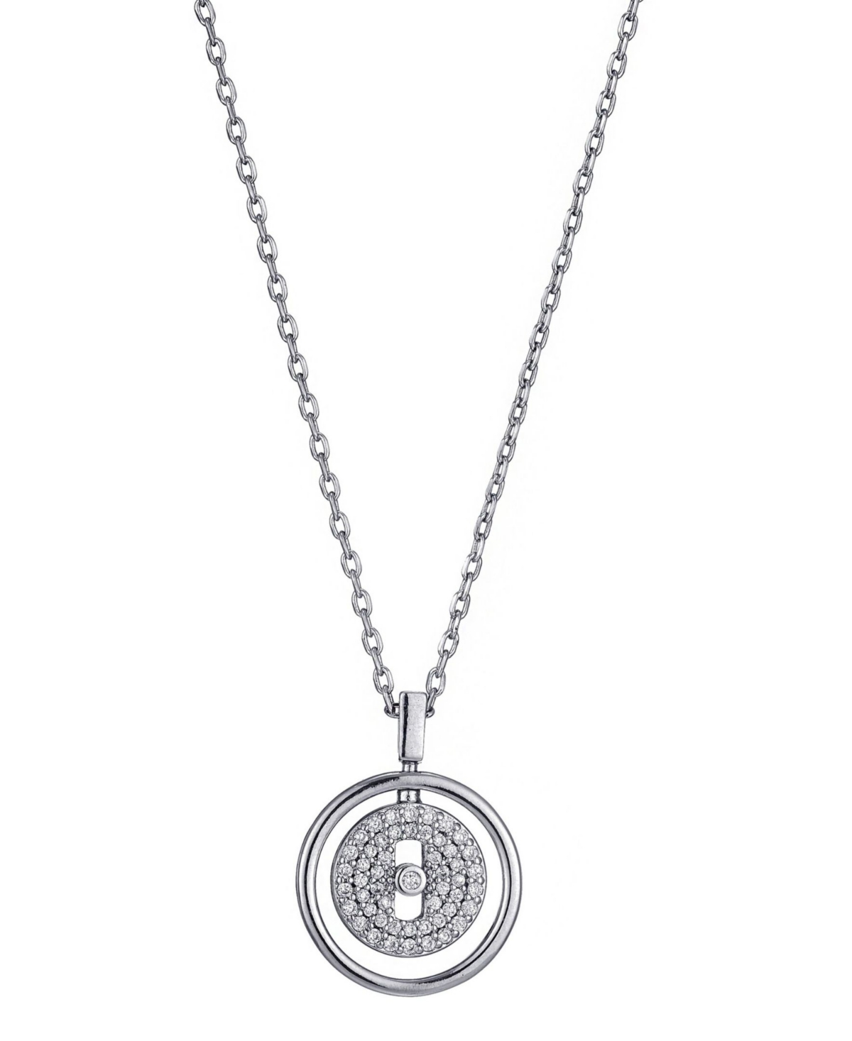 Click here for Adornia Silver Cz Dancing Stone Disc Pendant Neckl... prices