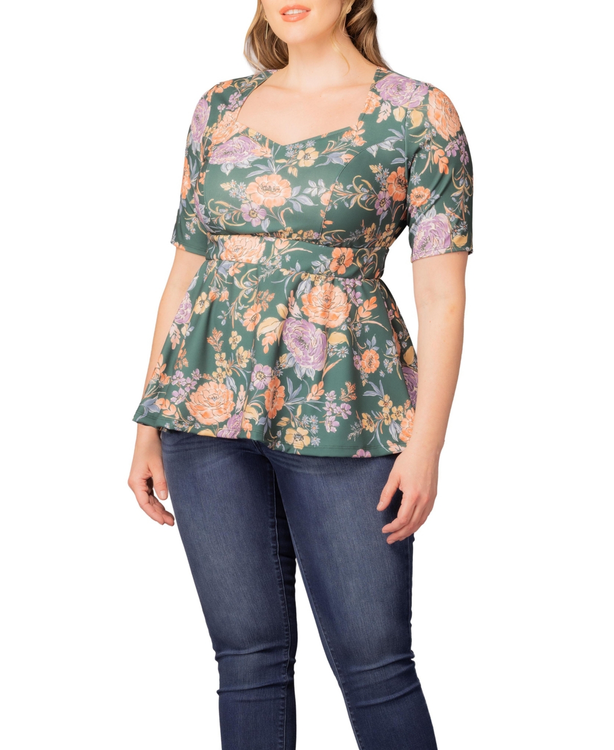 Click here for Kiyonna Womens Plus Size Posh Peplum Top with Swee... prices