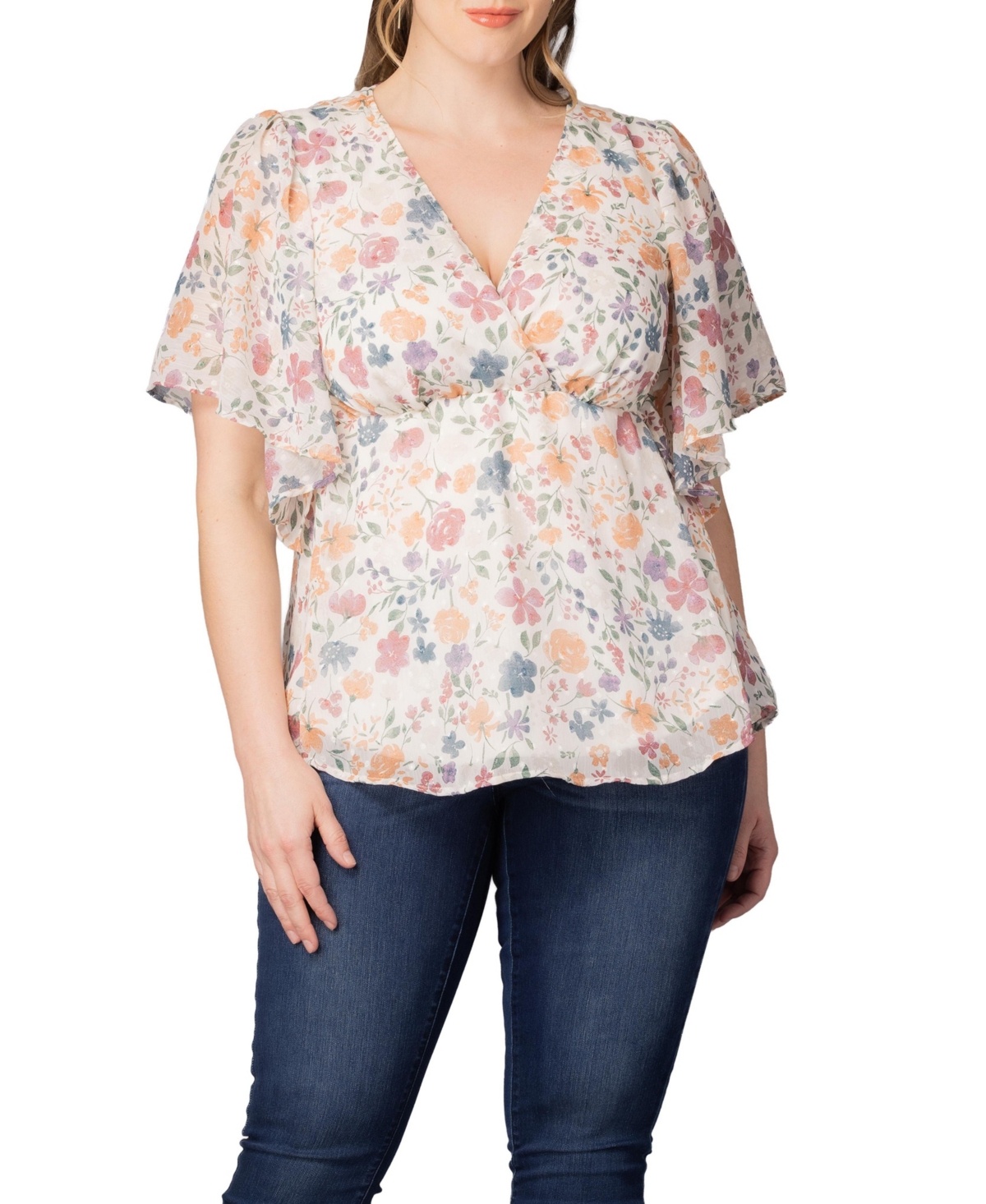Click here for Kiyonna Plus Size Seaside Serenade Peplum Top - Pa... prices