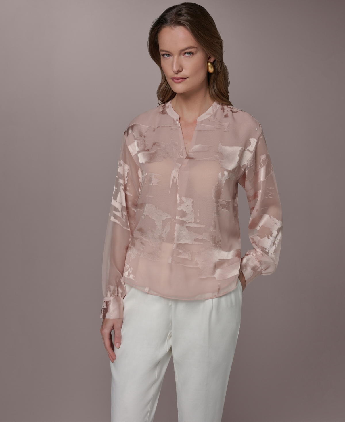 Click here for Donna Karan New York Womens Split V-Neck Long-Slee... prices